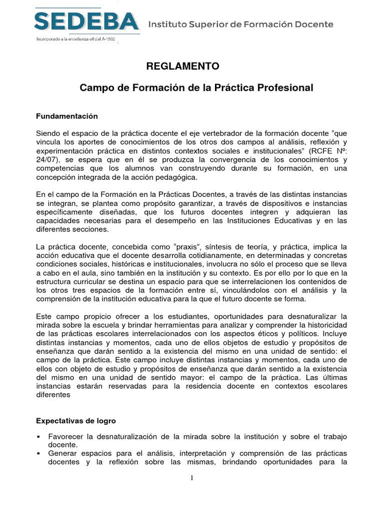 Reglamento de Prácticas | PDF | Maestros | Enseñando
