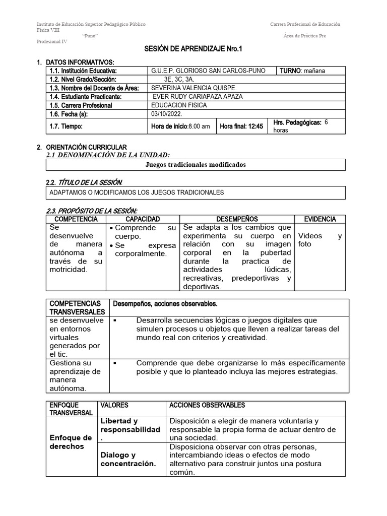 Esquema de Sesion de Aprendizaje - 2022 | PDF | Aprendizaje | Evaluación