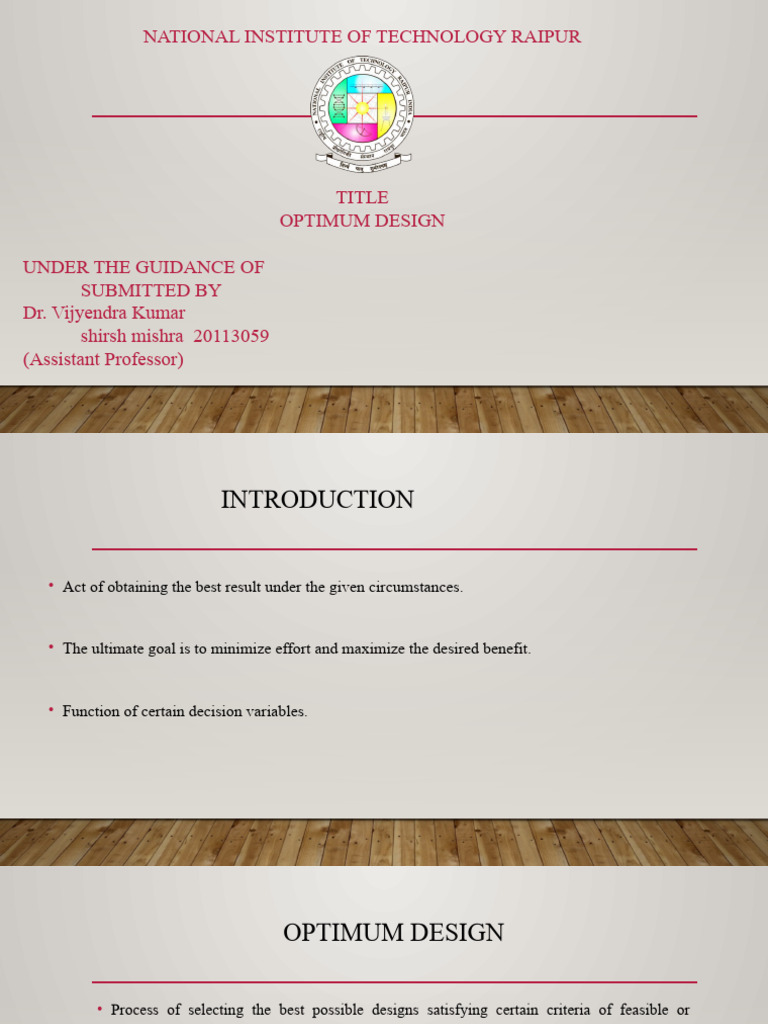 Optimum Design-1 | PDF | Mathematical Optimization | Strength Of Materials