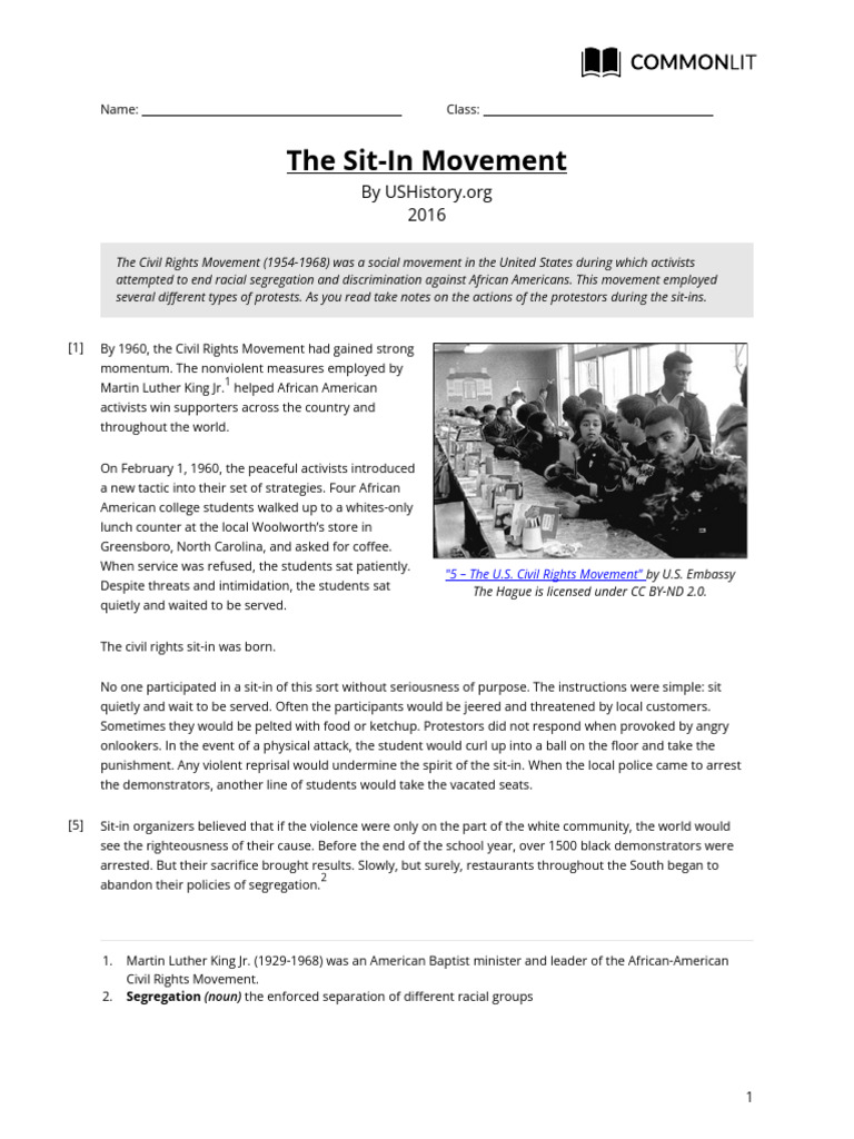 Civil Disobedience Sit in Movement | PDF | Student Nonviolent ...