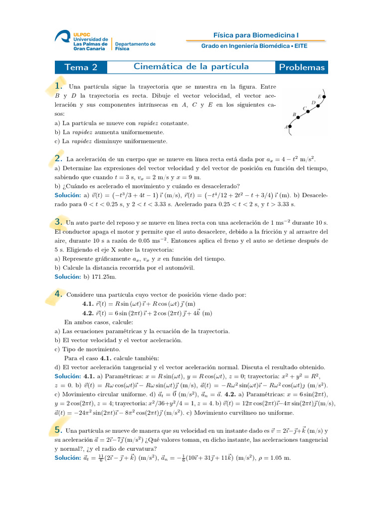 Tema2 Cinematica Gib Prob | PDF | Aceleración | Cinemática