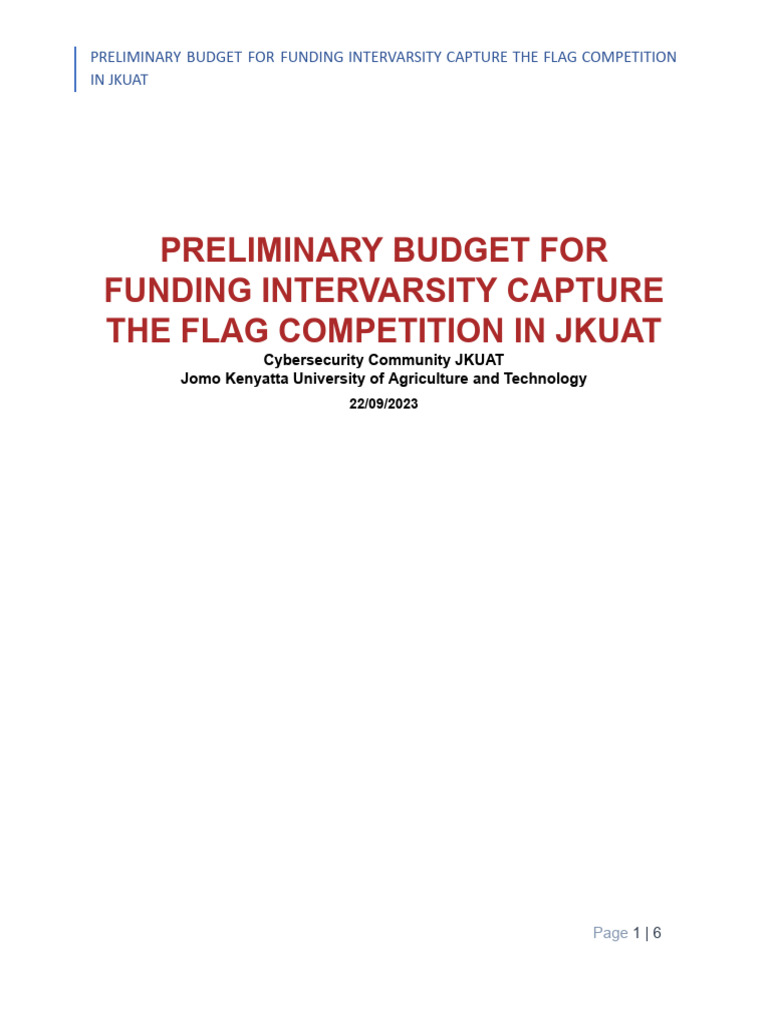 Preliminary Budget For CTF Event | PDF | Computer Security | Security