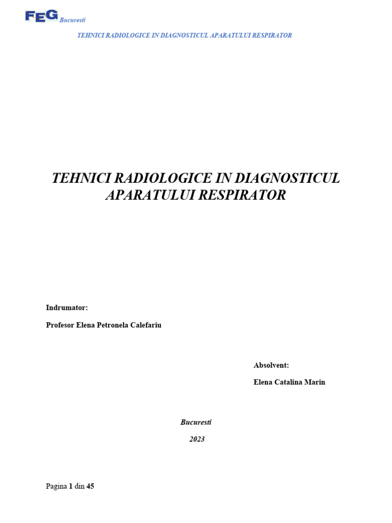 Tehnici Radiologice in Diagnosticul Aparatului Respirator | PDF