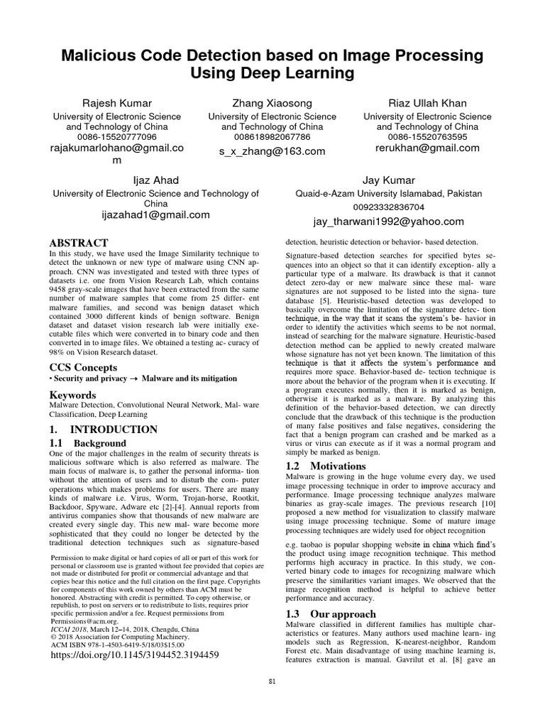 Malcode Detection Pdf Malware Deep Learning