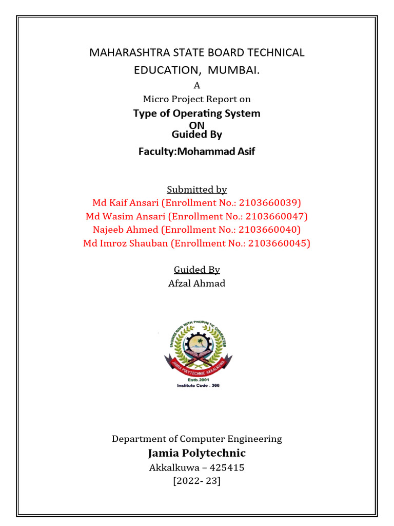 Front Micro Project | PDF | Operating System | Computer Cluster