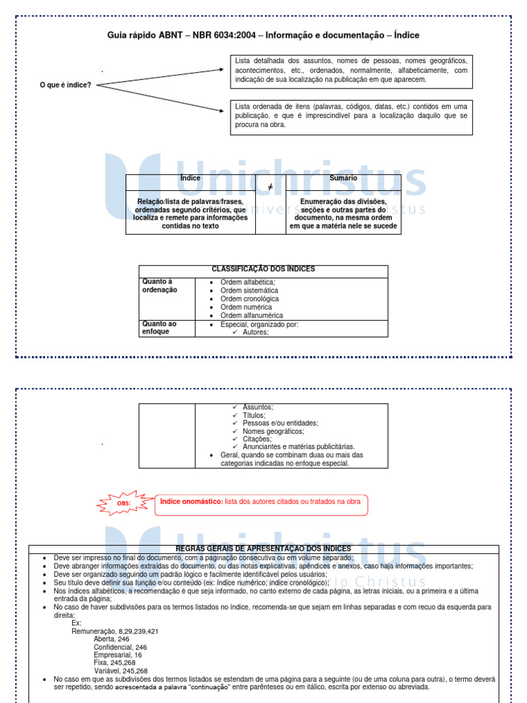 Guia Rápido de Índice ABNT NBR 6034 | PDF