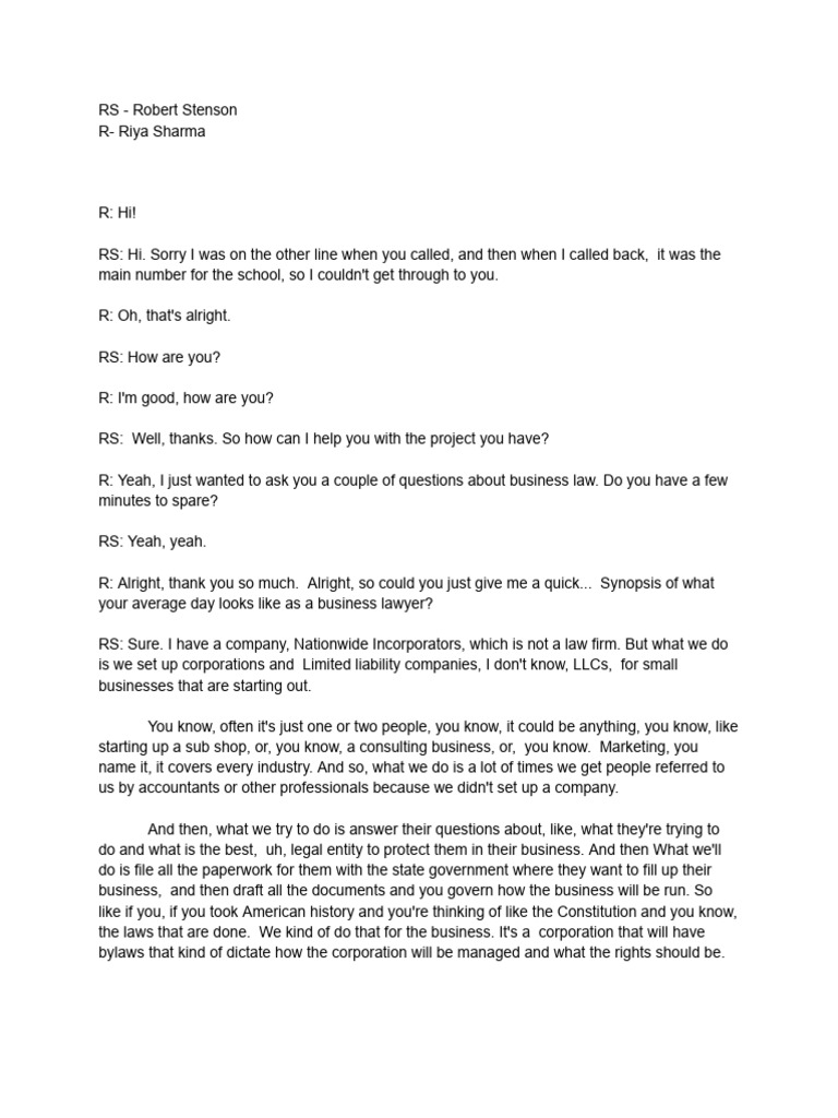 Riya Sharma - Interview Transcripts | PDF | Lawsuit | Appeal