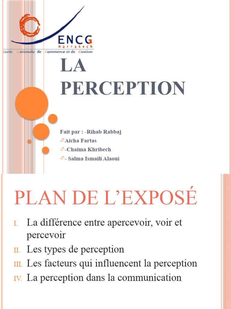 La Perception | PDF | la perception | la communication
