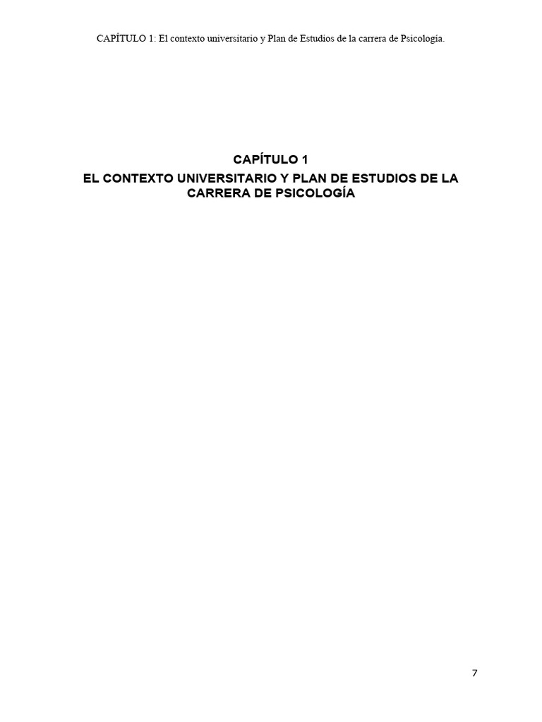 Capitulo 1 - El Contexto Universitario y Plan de Estudios de La - Carrera de Psicología | PDF ...
