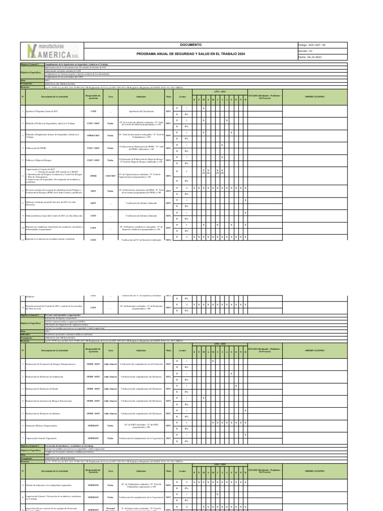 Programa Anual de Seguridad y Salud en El Trabajo | PDF | Seguridad y salud ocupacional | La ...