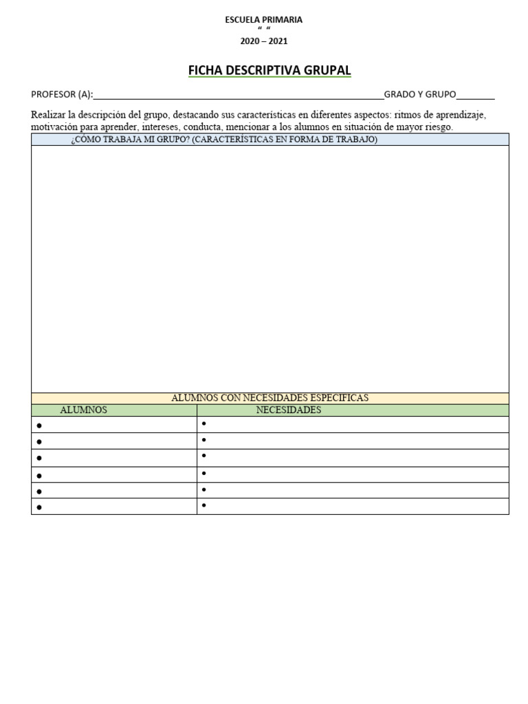 FICHA DESCRIPTIVA GRUPAL | PDF