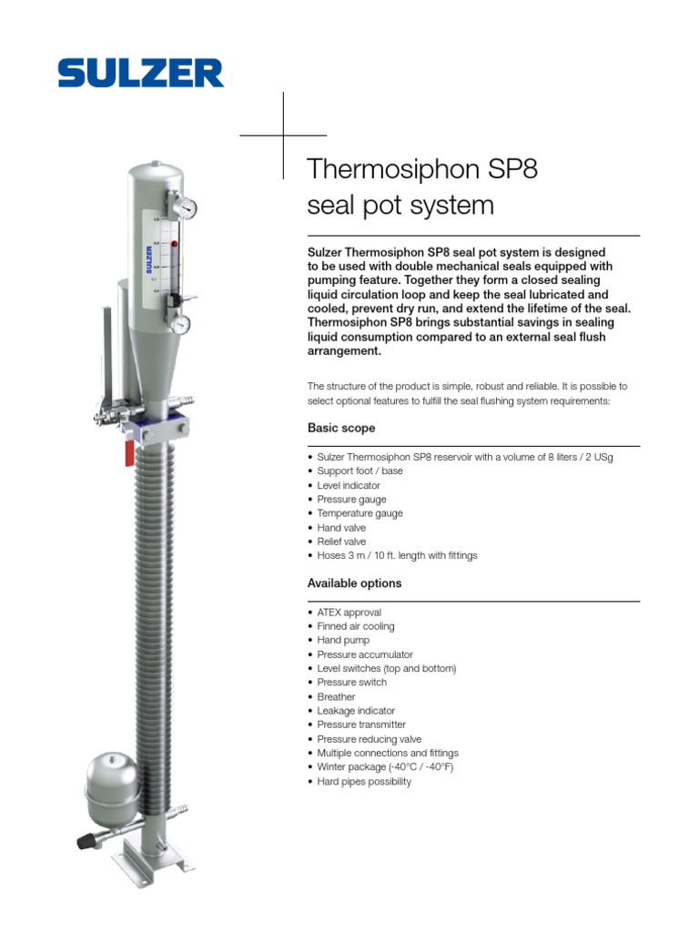 Sulzer Thermosiphon sp8 Sealpotsystem E10530 | PDF