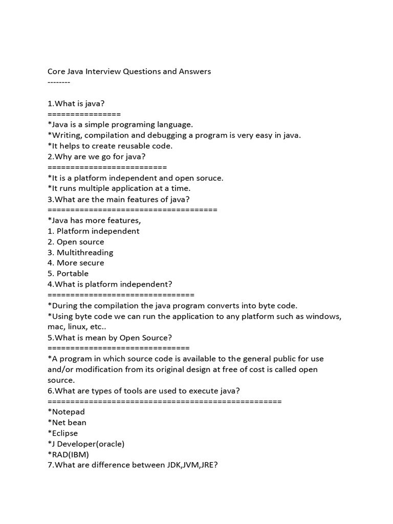 100 Java Interview Questions and Answers | PDF | Programming ... 100 Java Interview Questions and Answers | PDF | Programming ...