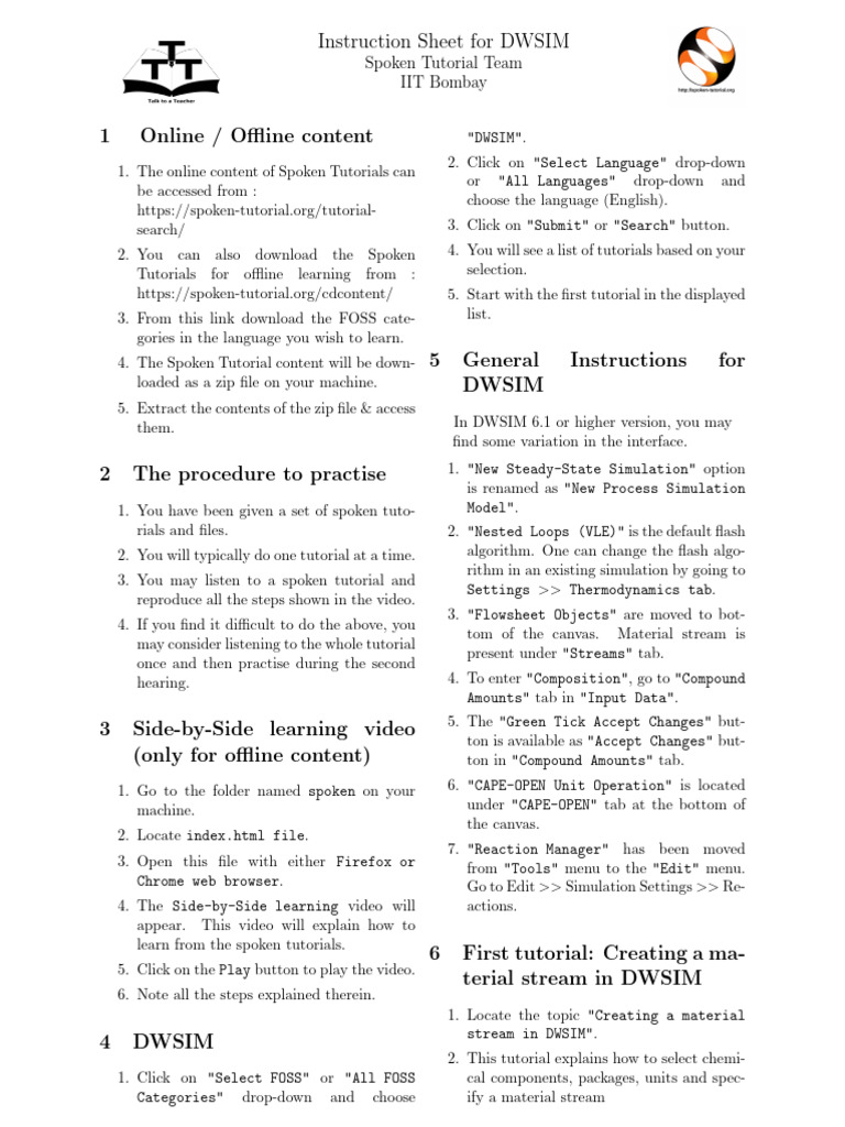 DWSIM Instruction Sheet English | PDF | Computer File | Computer Science