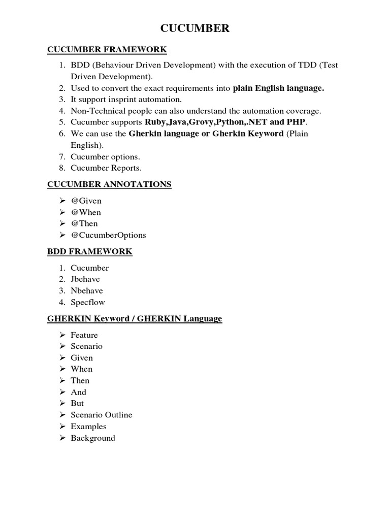 Cucumber | PDF | User (Computing) | Software Development