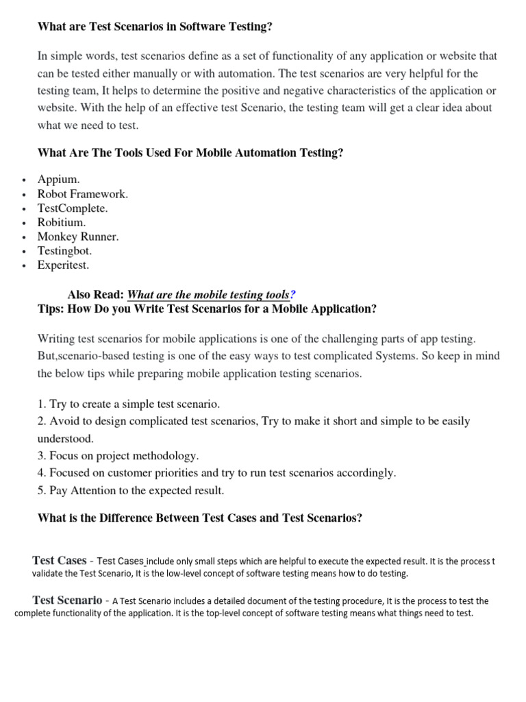 Mobile Testing Notes | PDF | Selenium (Software) | Mobile App Mobile Testing Notes | PDF | Selenium (Software) | Mobile App