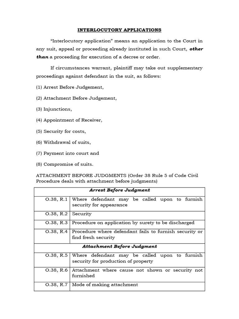 Interlocutary Applications | PDF