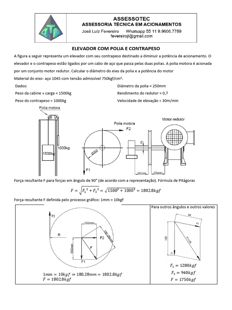 Elevador Com Polia e Contrapeso | PDF | Mecânica Clássica | Engenharia Mecânica