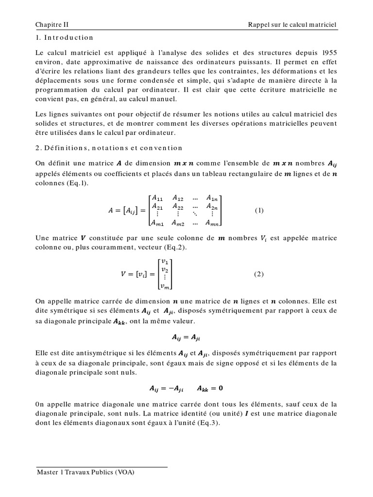 Rappel Matriciel | PDF