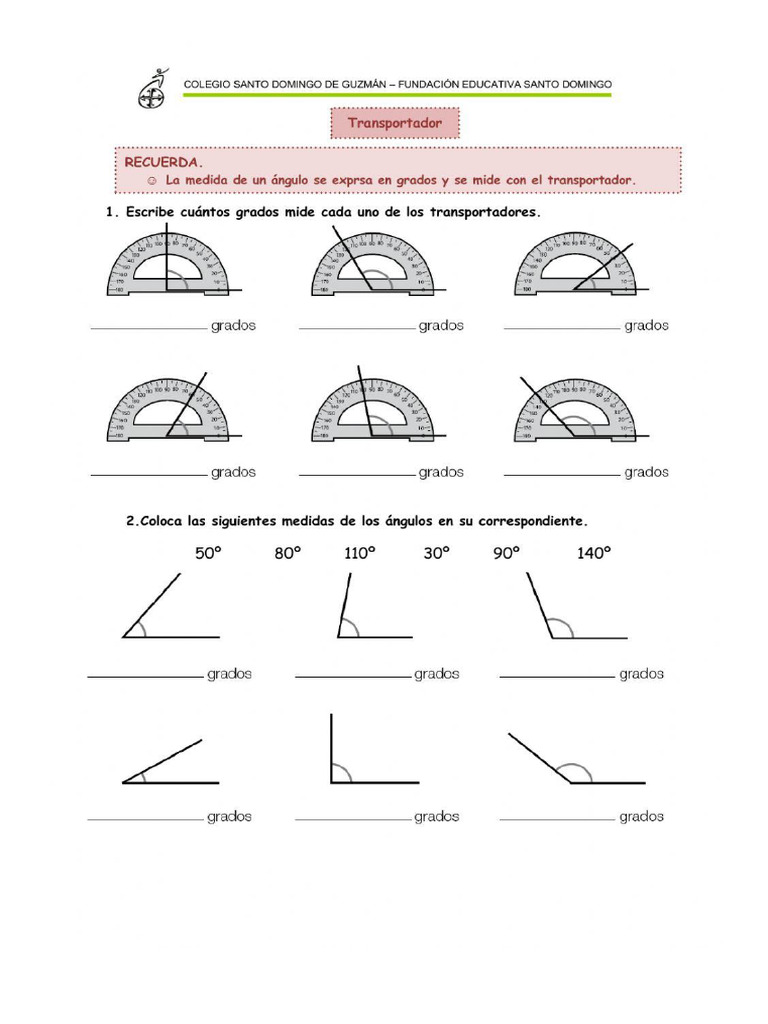 Ejercicios para Practicar El Uso Del Transportador | PDF