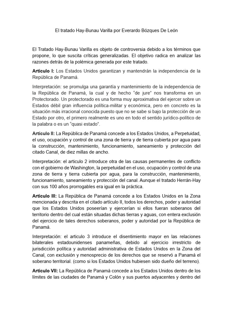 Controversias del Tratado Hay-Bunau Varilla | PDF
