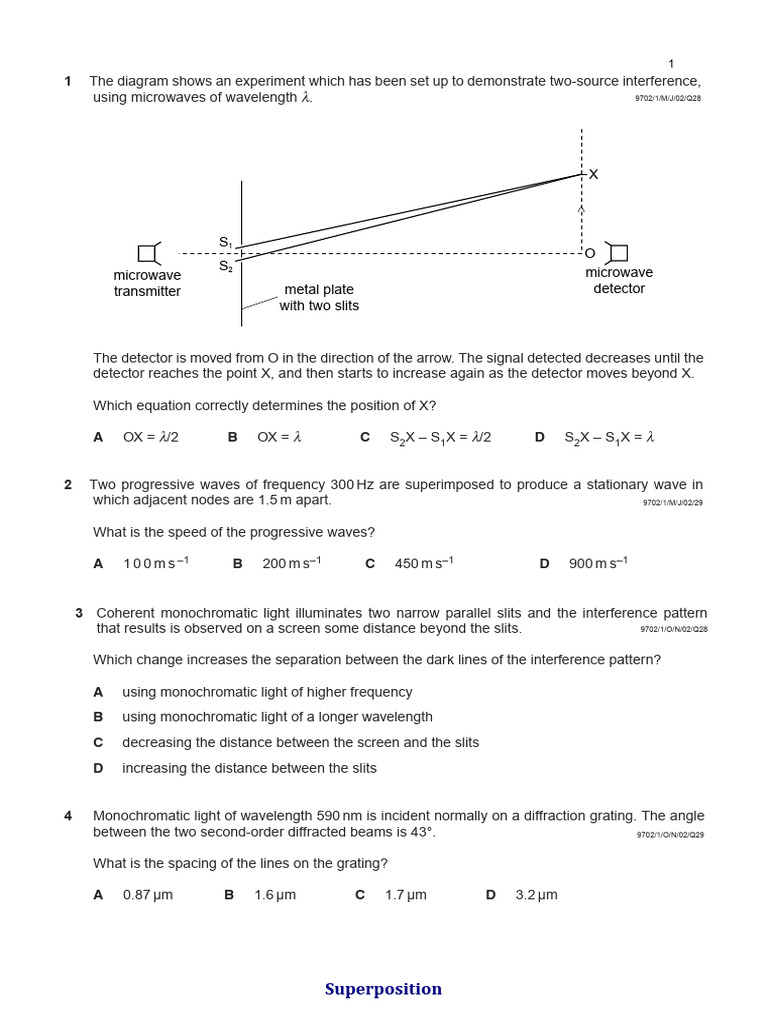 Two-Source Interference and Diffraction Analysis | PDF | Wavelength ...