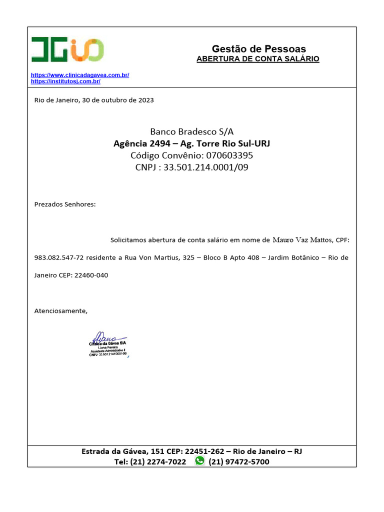 ABERTURA DE CONTA SALARIO - Modelo Básico | PDF ABERTURA DE CONTA SALARIO - Modelo Básico | PDF