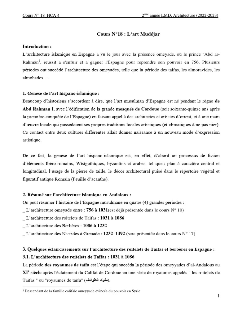 Cours 18 - L'art Mudéjar en Espagne | PDF