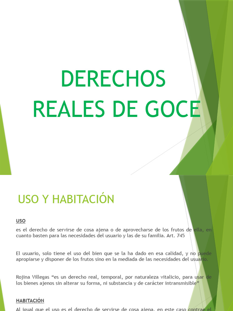 DERECHOS REALES DE GOCE - USO Y HABITACIÓN - | PDF