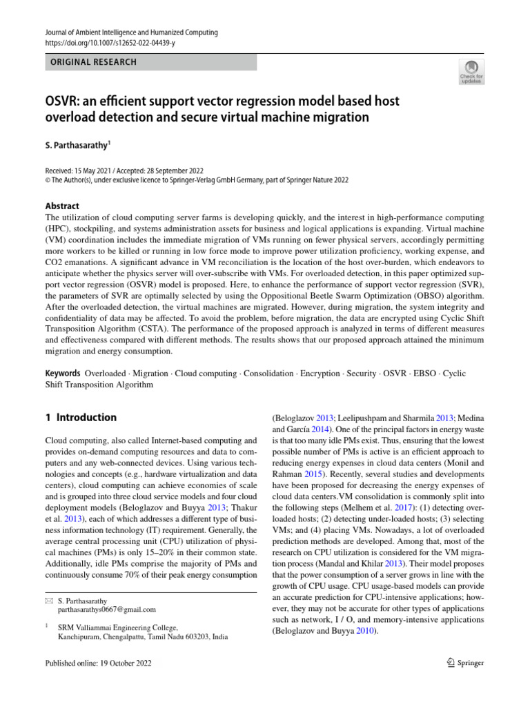 74-2023 OSVR An Efficient Support Vector Regression Model Based Host | PDF