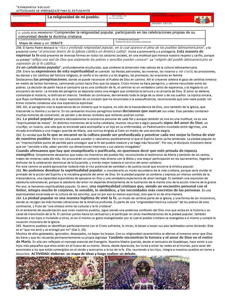 TEMA 4 DE 2do IV BIM 2022 | PDF | Amor | Iglesia Católica