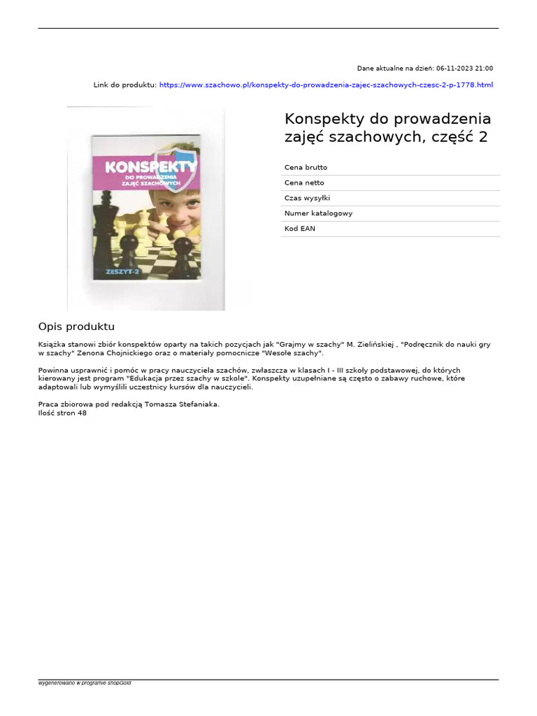 Konspekty Do Prowadzenia Zajec Szachowych Czesc 2 | PDF