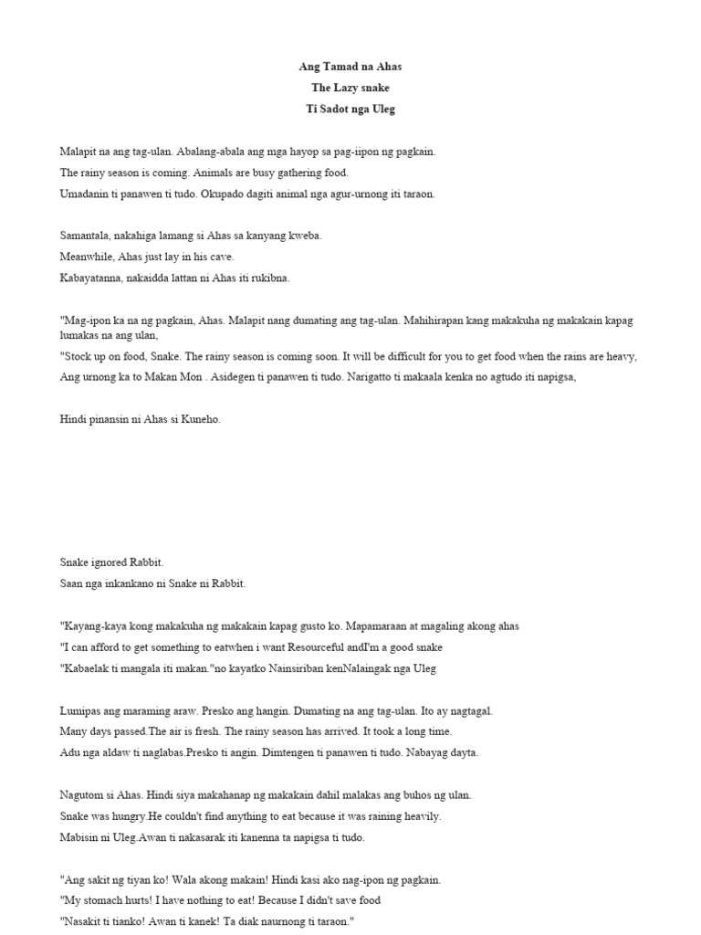 Ang Tamad Na Ahas | PDF