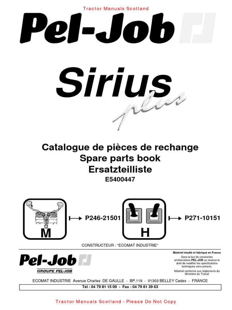 Pel-Job Sirius Plus Parts Manual | PDF