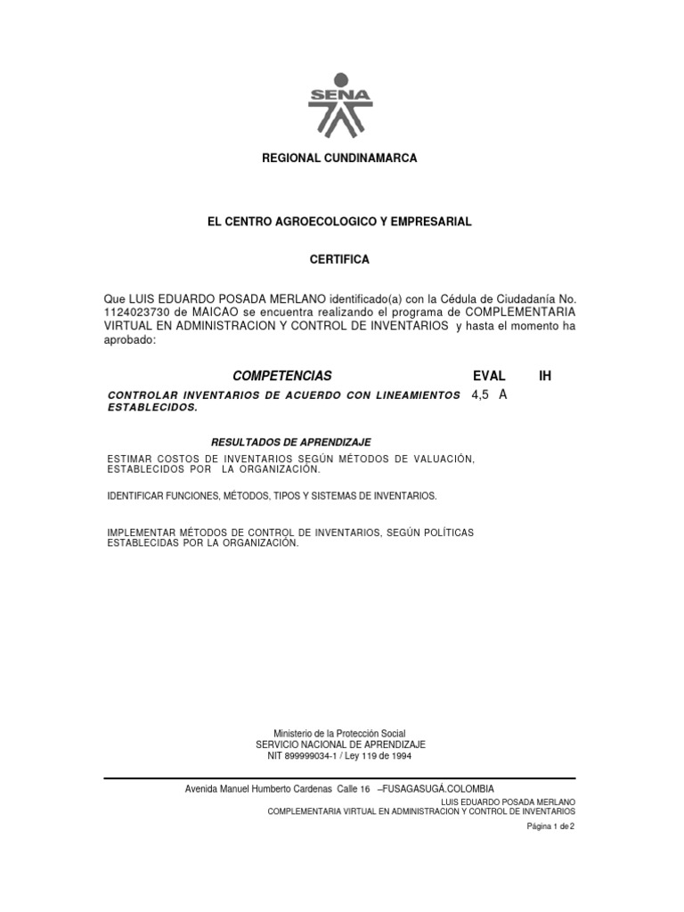 Constancia Complementaria | PDF