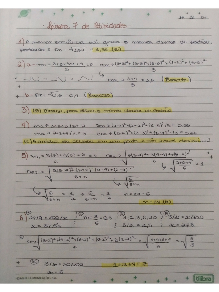 Lista de Exercícios de Matemática Resolvido | PDF Lista de Exercícios de Matemática Resolvido | PDF