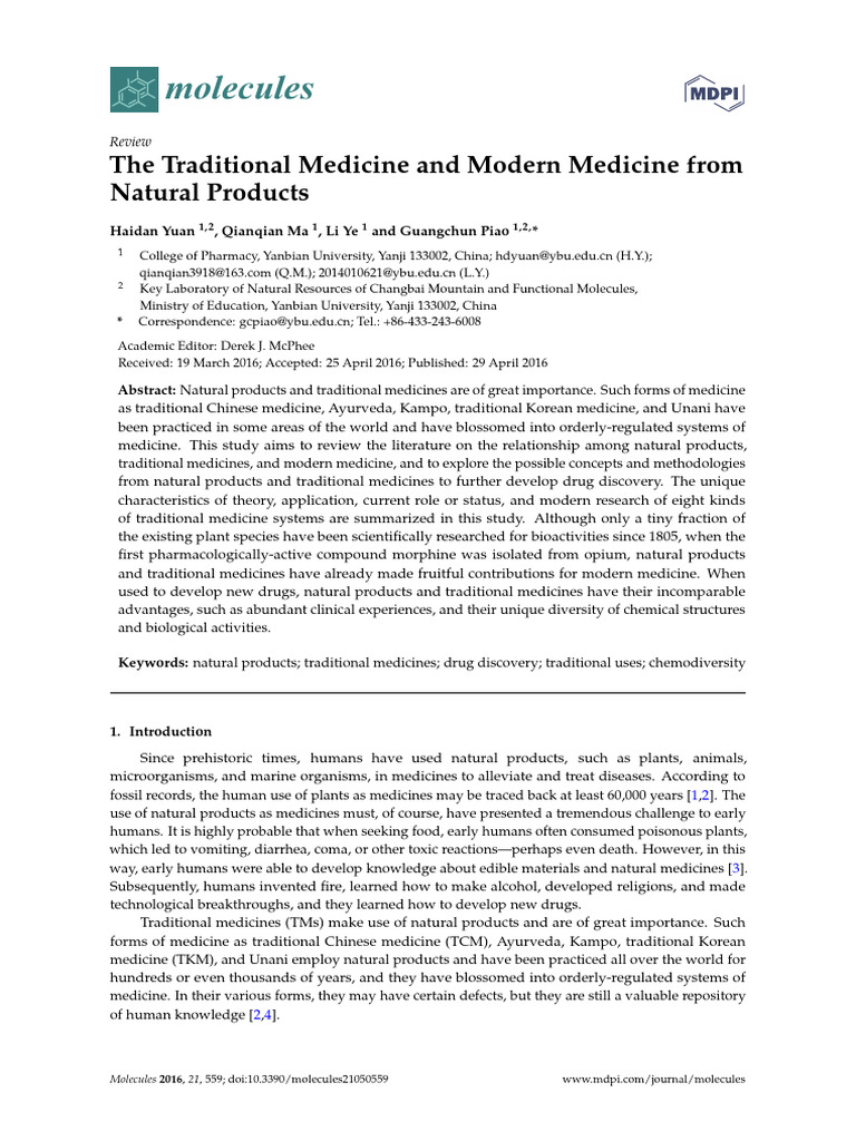 Natural Products in Traditional Medicine | PDF