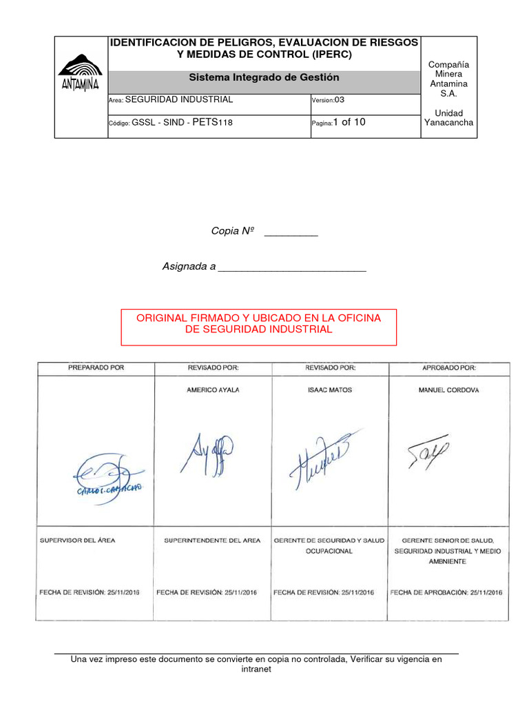 GSSL SIND PETS118 Identificacion de Peligros y Evaluacion de Riesgos | Descargar gratis PDF ...