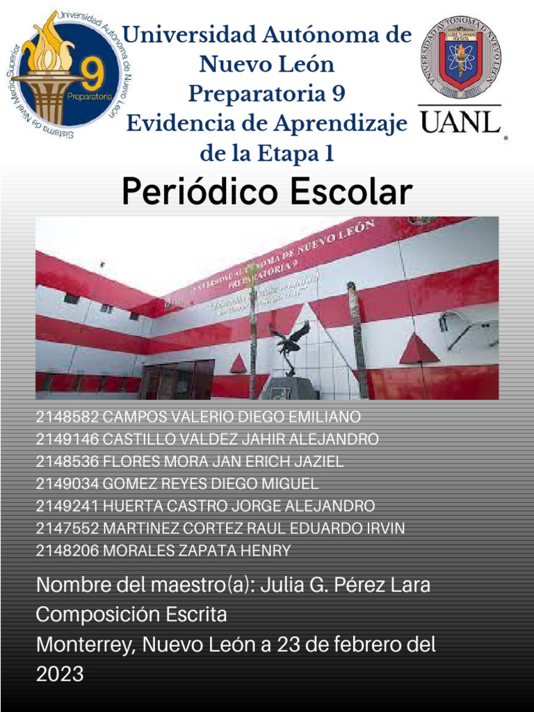 Periódico Escolar EQ1 - EV1 - CE-1 | PDF