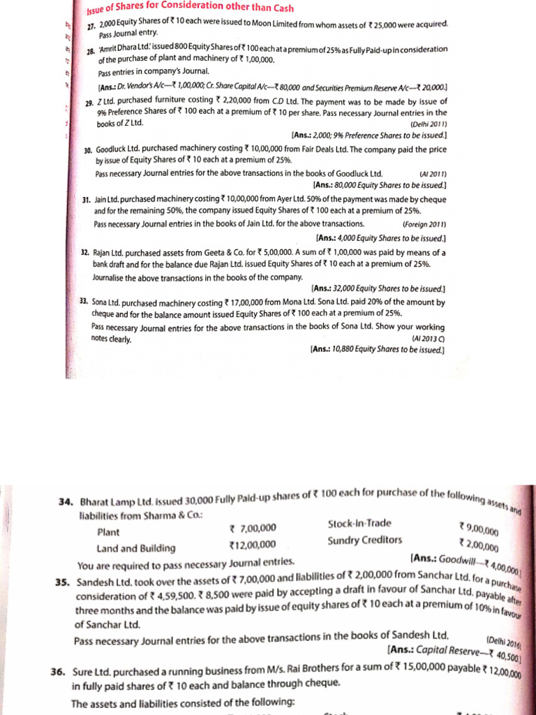 Issue of Shares For Consideration Other Than Cash | PDF