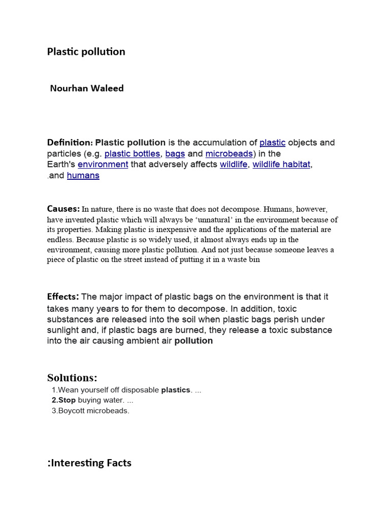 Plastic Pollution | PDF