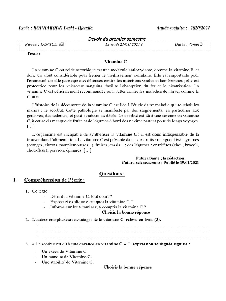 Dzexams 1as Francais 1333842 2 | PDF