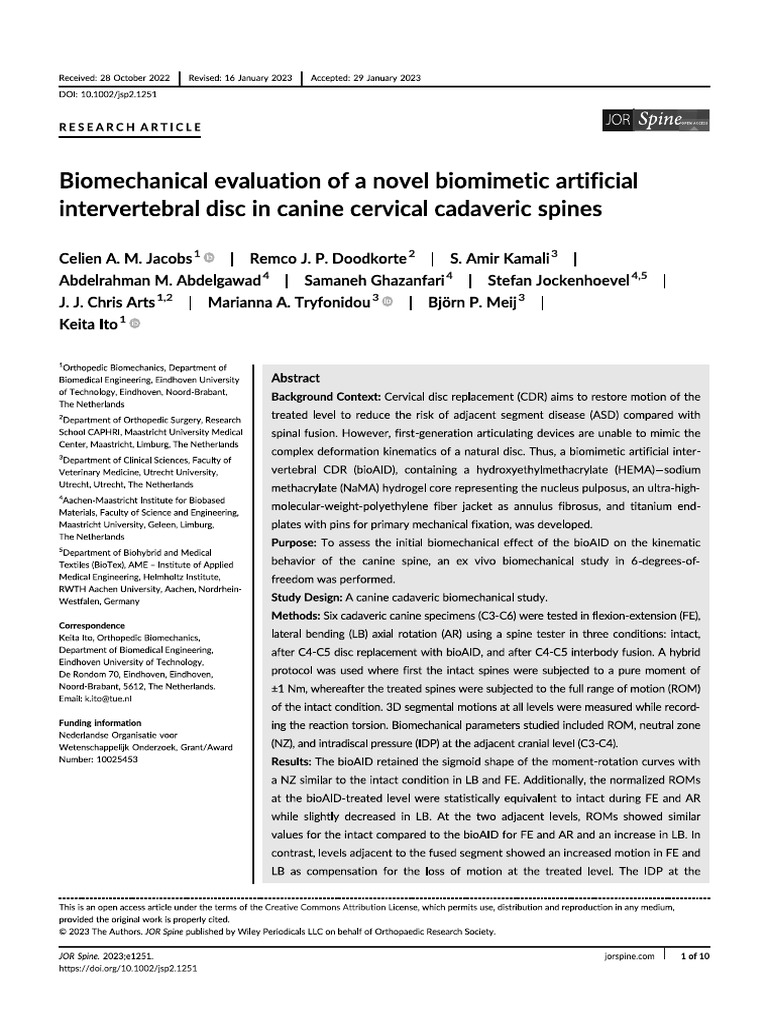 2023__Biomechanical evaluation of novel biomimetic IVD | PDF