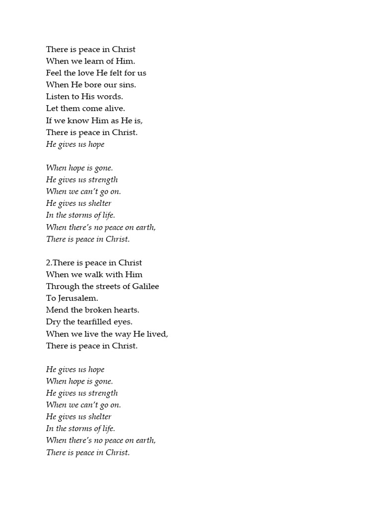 There Is Peace in Christ | PDF