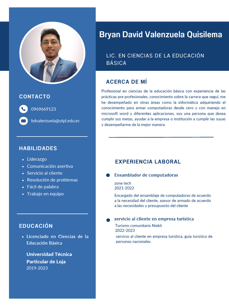 Currículum Vitae Cv de Administración Simple Azul | PDF