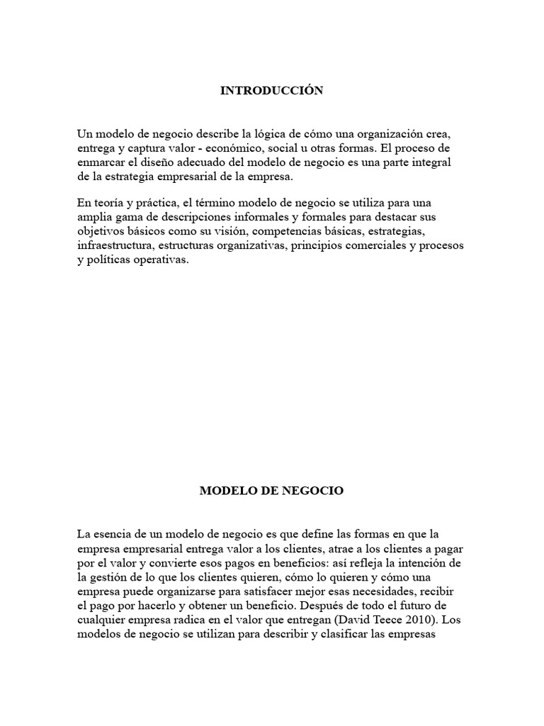 Ensayo de Modelo de Negocio | PDF | Modelo de negocio | Business