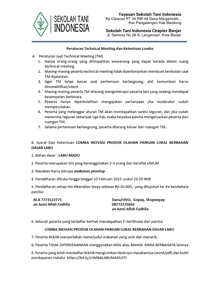 Lomba Inovasi Olahan Labu Madu 2023 | PDF