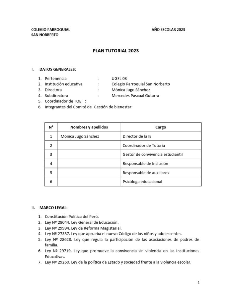 Plan TOE 2023 | PDF
