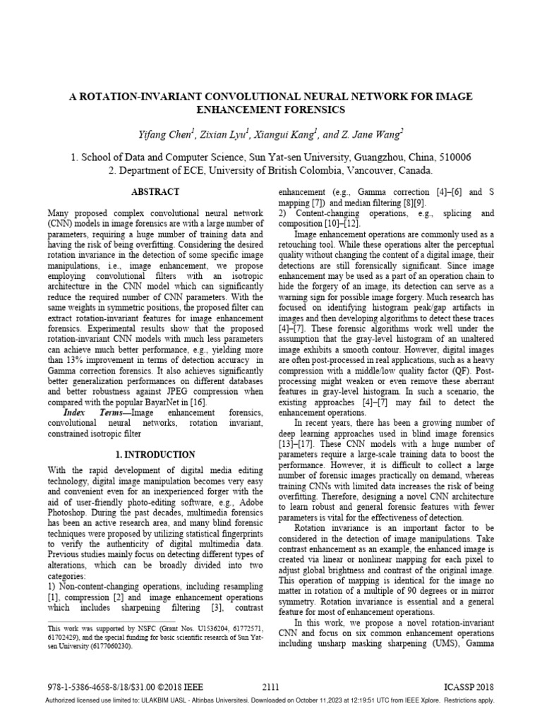 A Rotation Invariant Convolutional Neural Network For Image Pdf Image Editing Data Compression