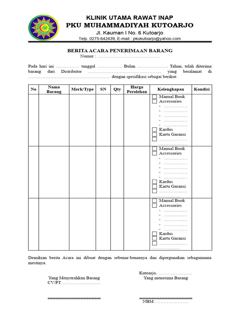 Format Berita Acara Dan Laporan Pengadaan Dan Penerimaan Barang Pdf